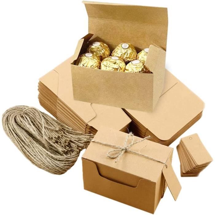 50 Pièces Boite Kraft Carrée, Boite Cadeau Kraft, Kraft Brun Boîte ...