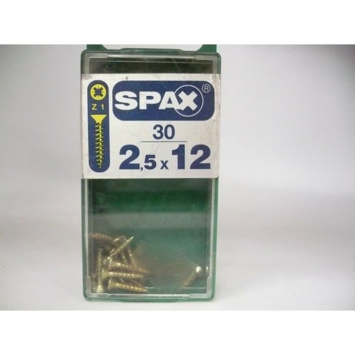 Vis spax 2.5 X 12mm boite de 30 vis tête fraisée zingué pozidriv ...