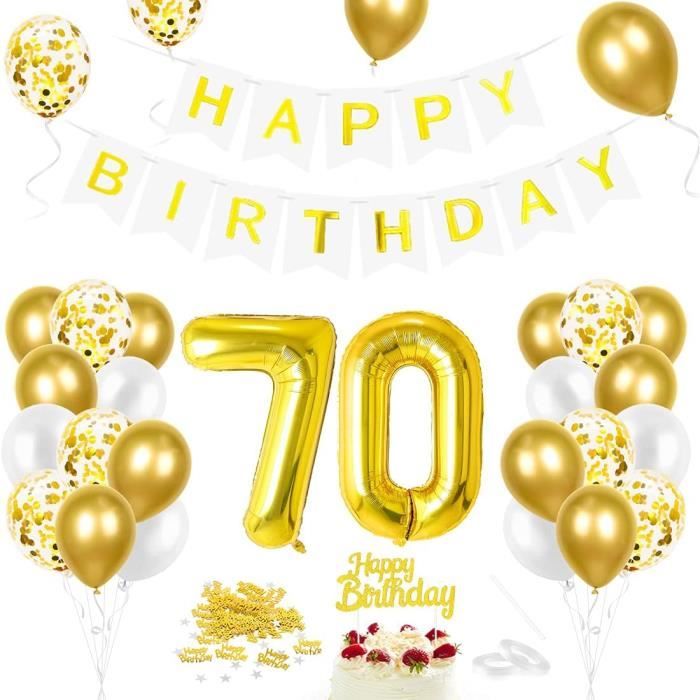 70 Anniversaire Ballon, Dorés Ballon Chiffre 70, Ballon 70 Ans Homme ...