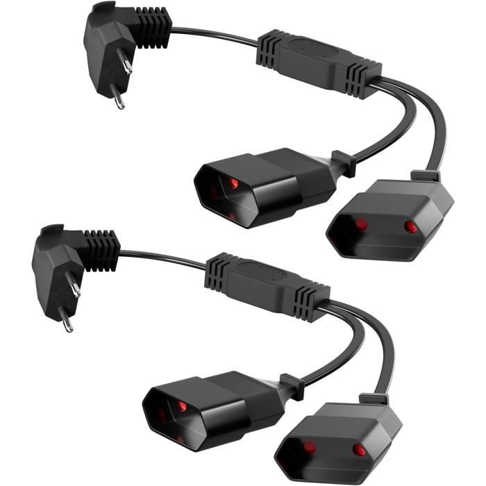 Pack De 2 Rallonges D'Alimentation, Rallonge 2 En 1 Prise Type C Prise ...