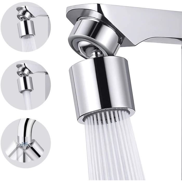 360° Pivotant Aérateur De Robinet Double Fonction, Fm22-M24 Mousseur Robinet Economie Eau ...