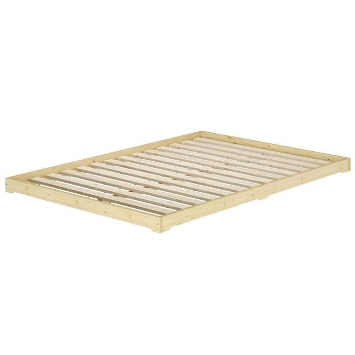 Lit futon en bois naturel ERST-HOLZ - Surface 140x200 - Sommier à ...