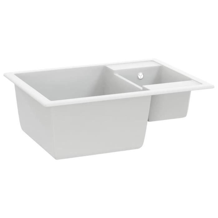 FASHTROOM Évier de cuisine deux lavabos trou de trop-plein Blanc Granit ... FASHTROOM Évier de cuisine deux lavabos trou de trop-plein Blanc Granit ...