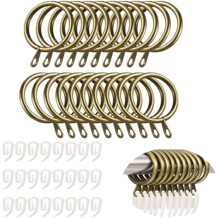 Lot de 24 Anneaux de Rideaux avec Pinces, Anneaux de Rideaux Métal 30 ...