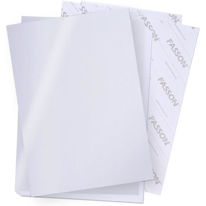 Lot de 25 feuilles de papier adhésif DIN A4 - Blanc brillant ...