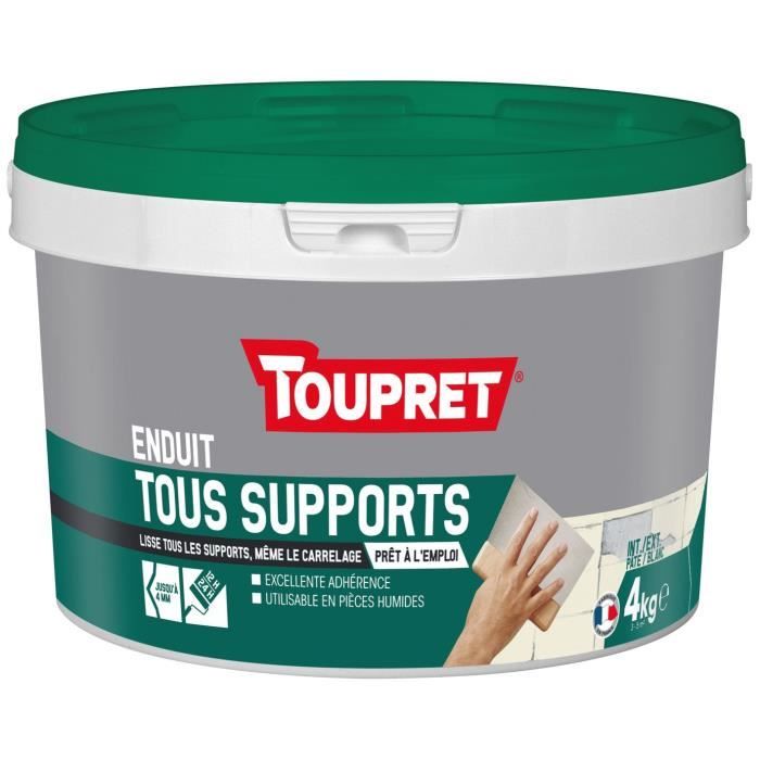Enduit Multi-supports - TOUPRET - 3 en 1 - 4Kg - Couleur: Vert - Prêt à ...