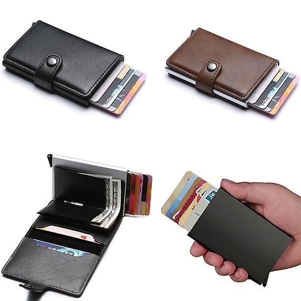 Smart RFID Protection Wallet Card Holder 5st Card Cuir véritable 5 ...