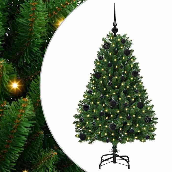 Sapin de Noël artificiel - vidaXL - 120 cm - Vert - 150 LED - PVC et ...