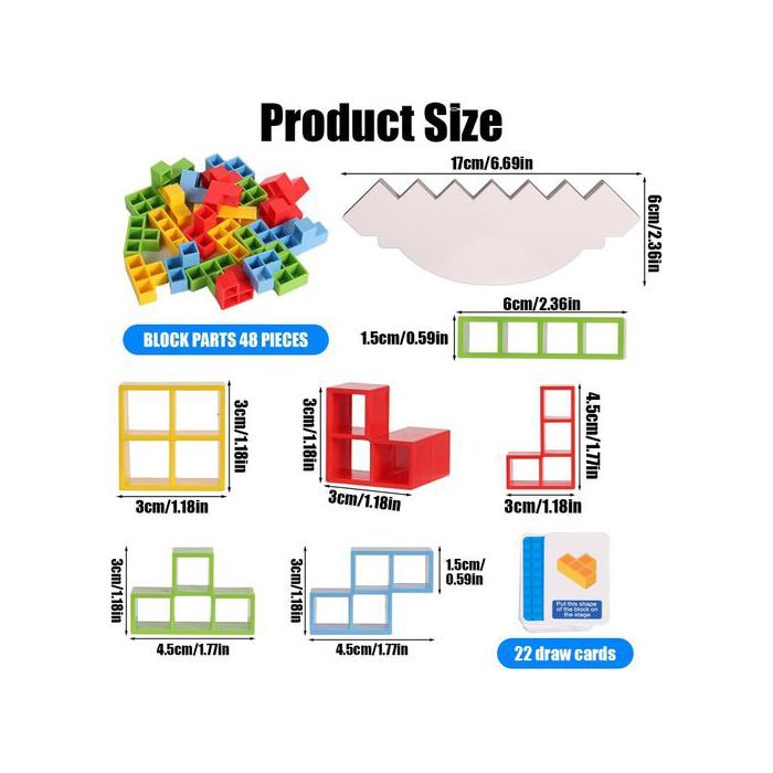 Jeu d'Adresse Tetra Tower 48 Blocs Équilibre et 22 Cartes - Jeu de ...