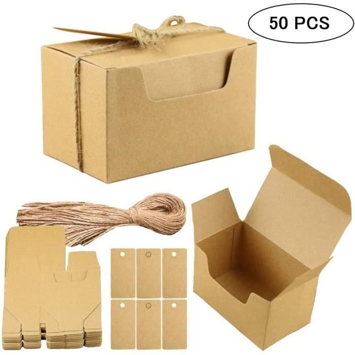 50 Pièces Boite Kraft Carrée, Boite Cadeau Kraft, Kraft Brun Boîte ...
