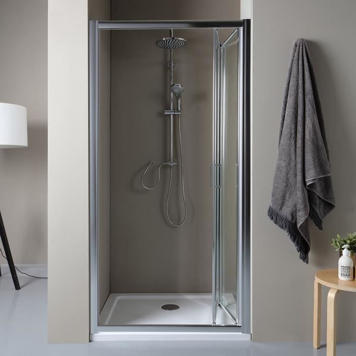 Porte de douche encastrée - SOFFIO - 90 cm - Verre trempé - Ouverture ...