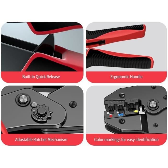 Pince A Sertir Pour Cosse Electrique Isolées Guptome Pince À Sertir Pour Cosses Electriques ...