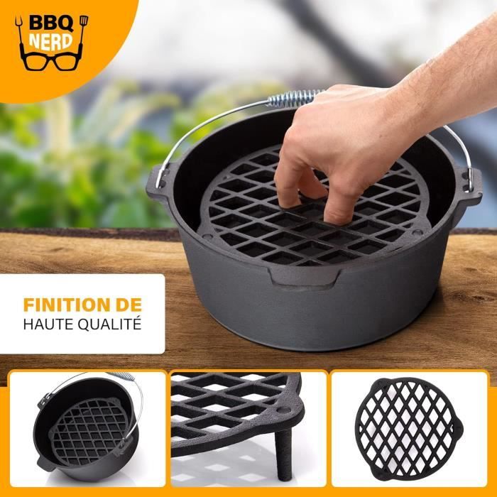 BBQ-Nerd© Grille empilable en fonte Ø 22 cm pour casserole de 4,2 l rt ...