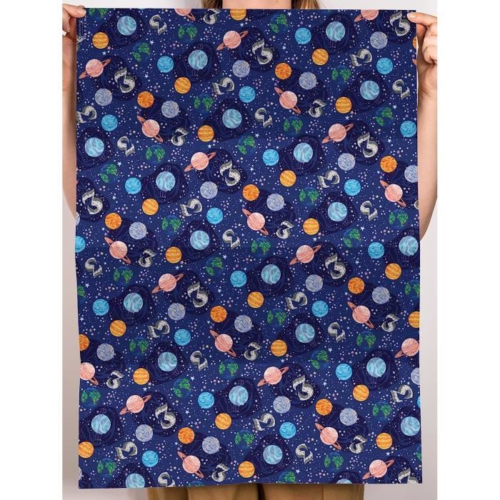 Papier Cadeau Espace Pour Enfant - 6 Feuilles De Papier Cadeau Avec ...