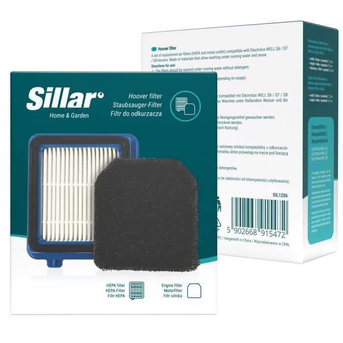 Sillar Lot de 1 filtre pour aspirateurs Electrolux Well Q6 Electrolux ...