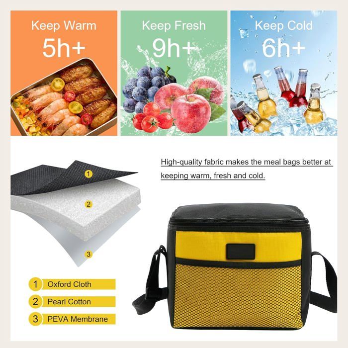 TRAHOO-Sac Isotherme Repas 5L Petit Sac Lunch Box Étanches Sac ...