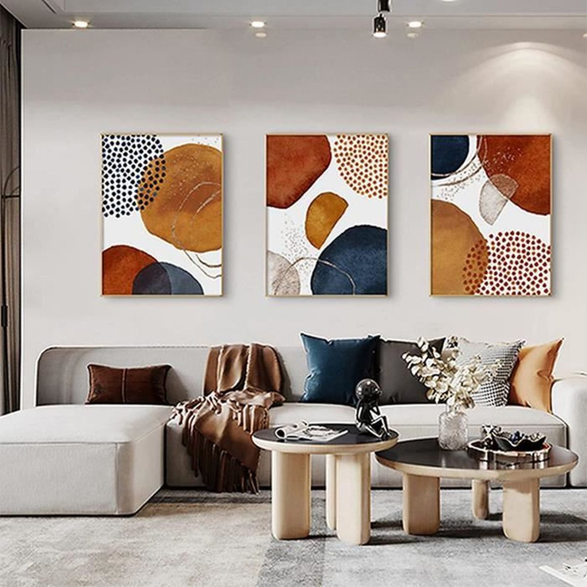 Lot de 3 tableaux muraux en marbre - Géométrie abstraite - Pour salon ...