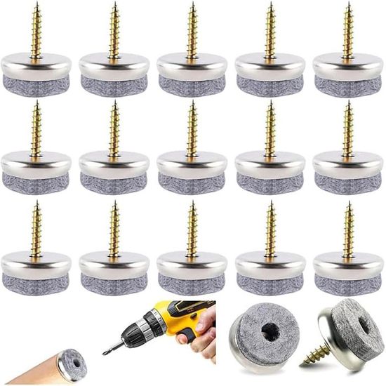 100 Pièces Patin Chaise, 22mm Patins Meubles Ronde, Patins à vis en ...