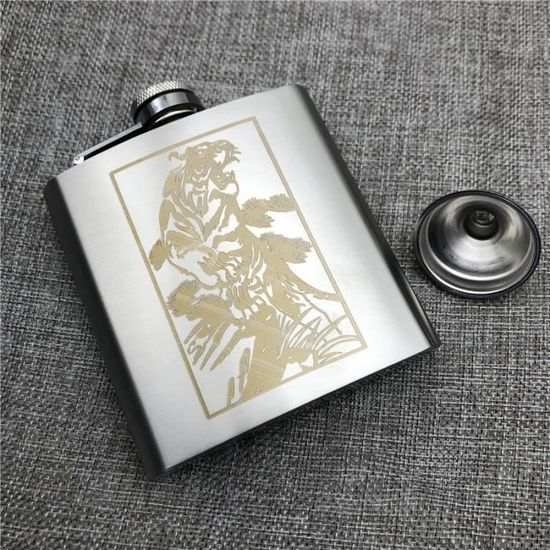 Tigre d'argent - Bouteilles personnalisées de 6 Oz, 170ml, pour la paix, en acier inoxydable 304 ...