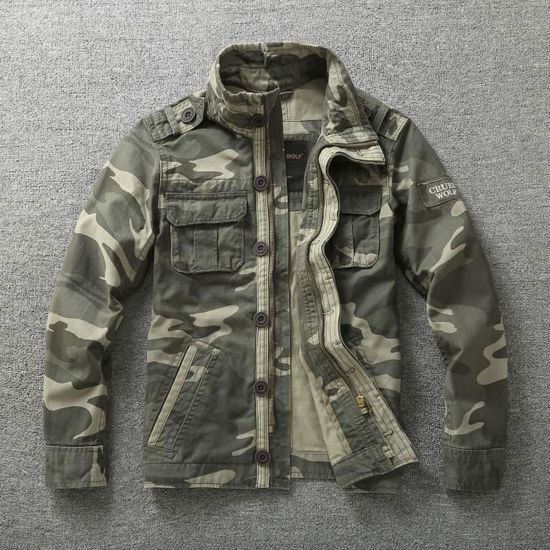 Blouson Camouflage-Militaire Cargo Homme INSFITY - Coton Haute Qualité ...