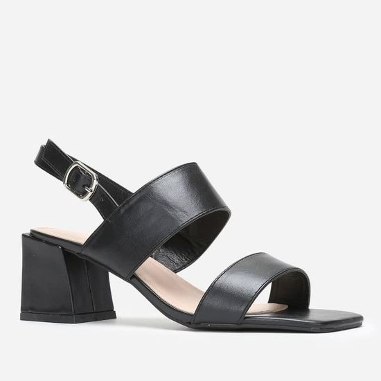 Sandales Femme - LA MODEUSE - Larges Brides - Talon Carré 6cm - Noir ...