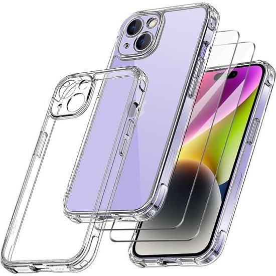 Coque iPhone 15 + 2x [Verre Trempé Protection écran], Antichoc Bumper ...