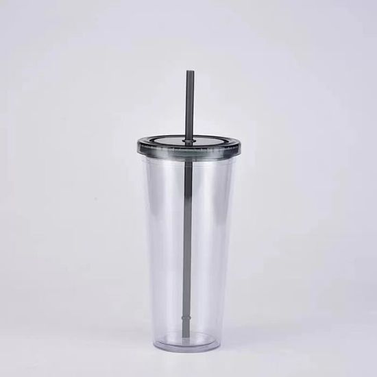 BOL,G-601-700ml--Gobelet en plastique à double paroi avec paille réutilisable, 2021 ml, 700ml ...