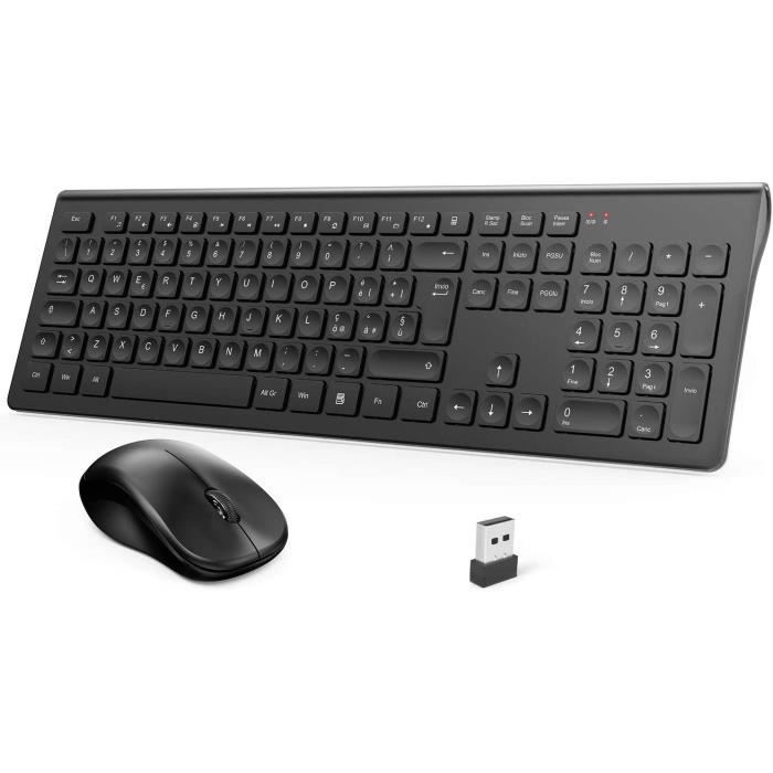 2.4G Clavier et souris sans fil PC, clavier d'ordinateur sans fil ...