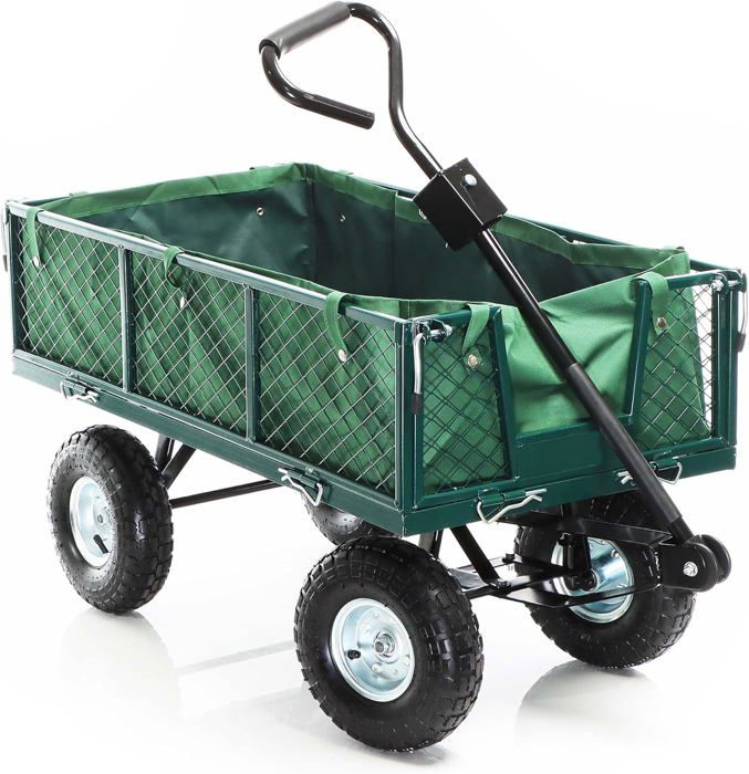 Chariot de Jardin à Main 300kg avec bâche Amovible et grilles remorque ...