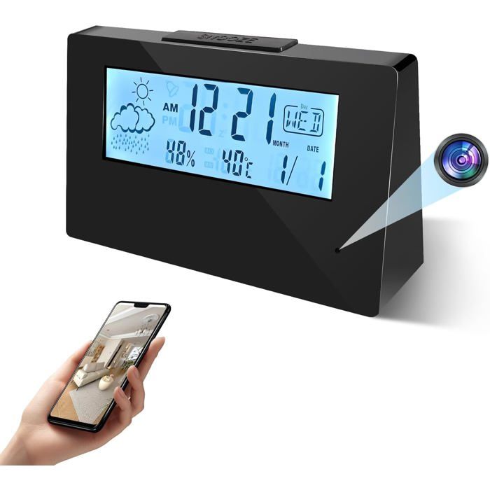 Caméra cachée 4K UHD dans l'horloge WiFi Caméras cachées Enregistreur ...