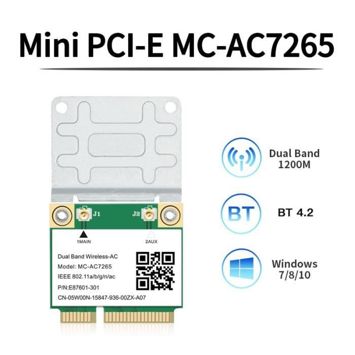 MC-AC7265 - Carte réseau wi fi 6E AX210 Mini PCIE, 5374 mb-s, 802.11AX ...