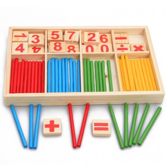 Baguettes de calcul en bois, Jouet mathématique, chiffres Montessori ...