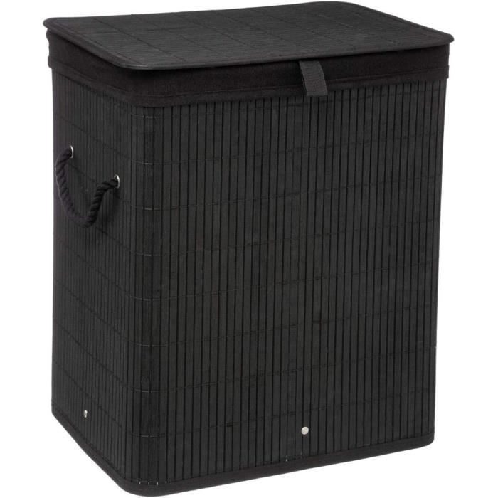 Five - Panier à Linge en Bambou Noir H 50 cm[195] - Cdiscount Maison