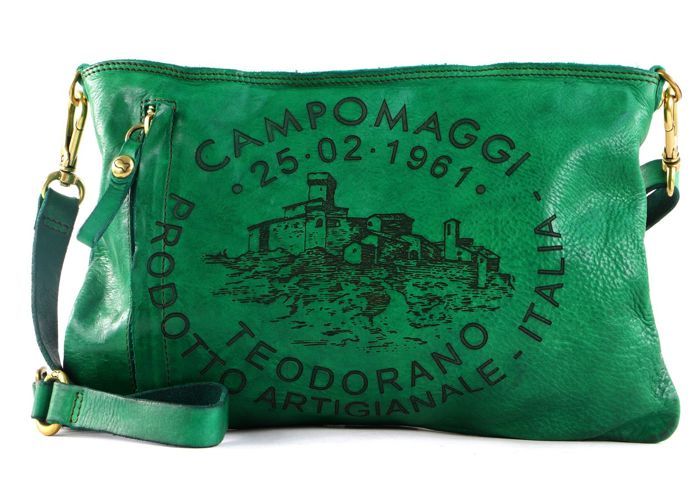 CAMPOMAGGI Sac à épaule bandoulière vert noir en cuir pour femme ...