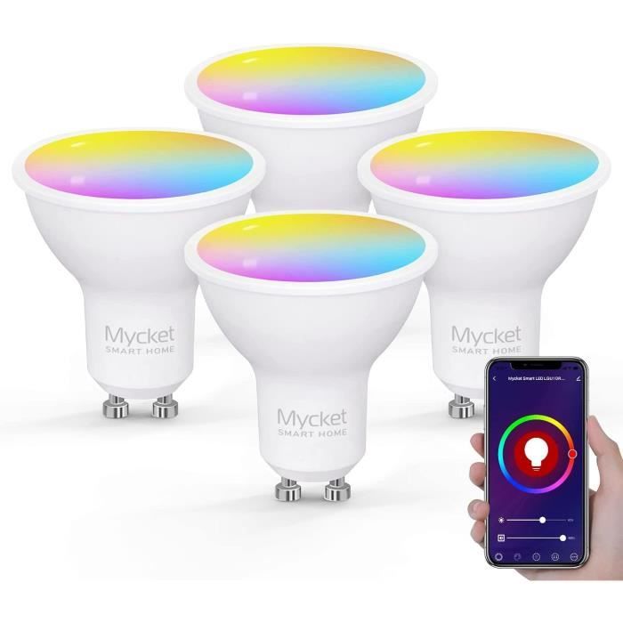 Ampoule Connectée Wifi Gu10,Rgbw Led Smart Ampoule, Compatible Avec Alexa-Google Home, 5W=50W ...