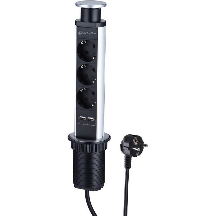 62557 Bloc Multiprise Escamotable 3 2 Usb, Diamètre Standard 60Mm ...
