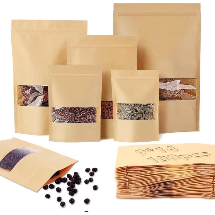 100 Pièces Sachet Kraft 14X9Cm Sac Papier Kraft Alimentaire ...