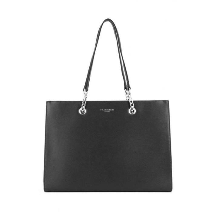 Sac A Main Femme Chaîne Similicuir Grainé Rigide Forme A4 - Noir ...