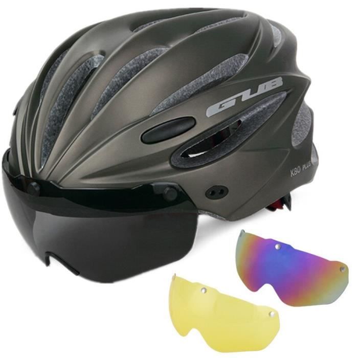 Casque de vélo GUB K80 avec visière et lunettes magnétiques - Blanc ...