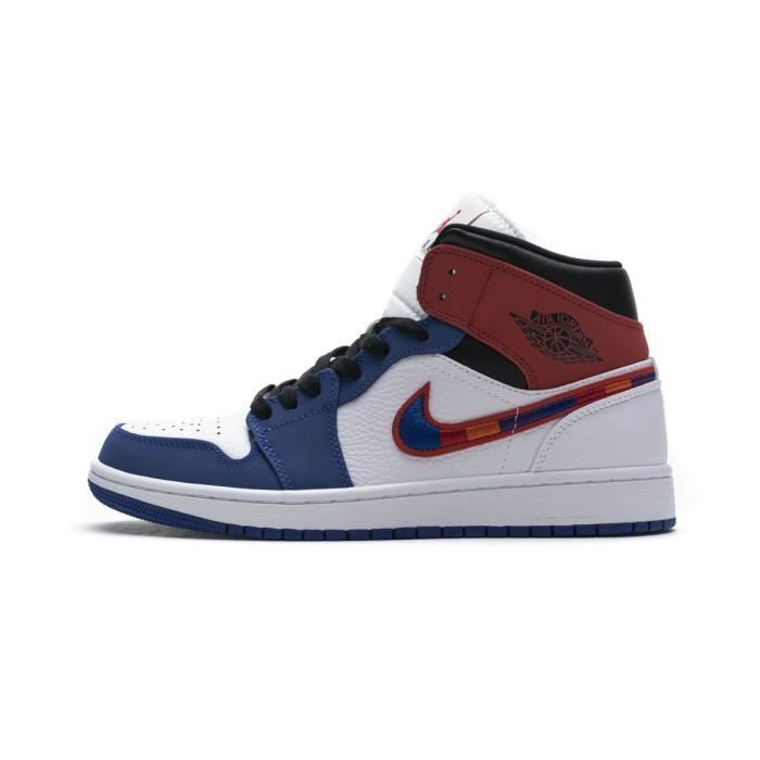 Baskets Niike Wmns Air-Jordan 1 Retro Mid"Multicolor Swoosh"AJ1 852542 ...