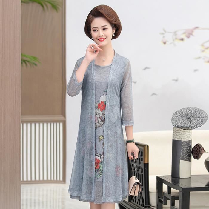 Robe femmes - Cardigan mi-longue en coton et lin - FR92XV 5 - Cdiscount ...