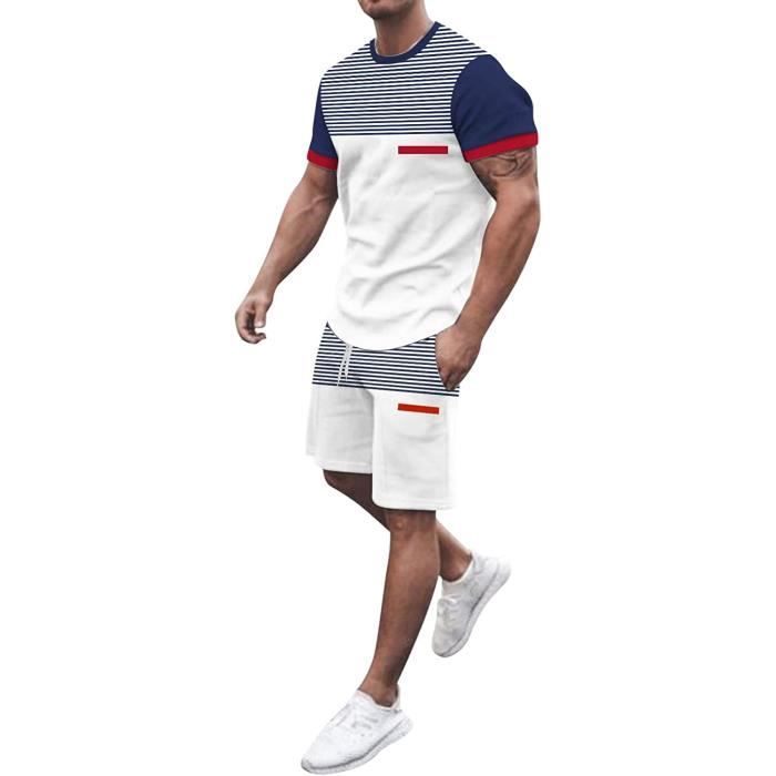 Ensemble Homme Ete 2 Pièce Short + Tee Shirt à Manches Courtes Imprimé ...