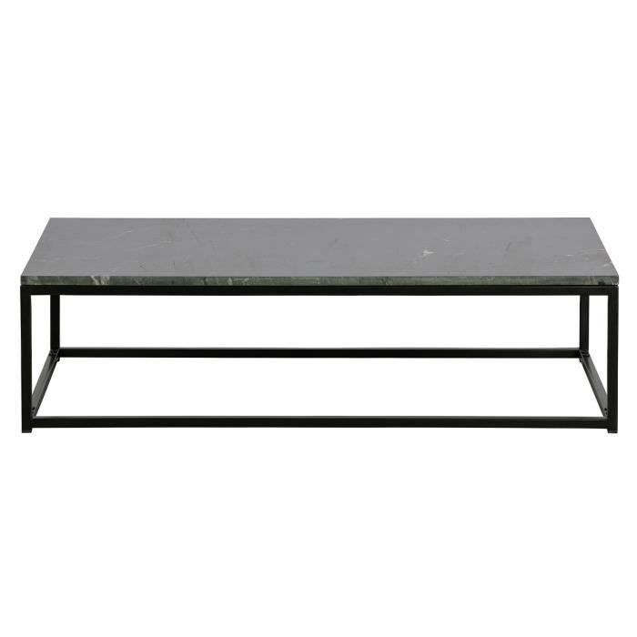 Table basse simple en bois et marbre coloris noir - Longueur 120 x ...