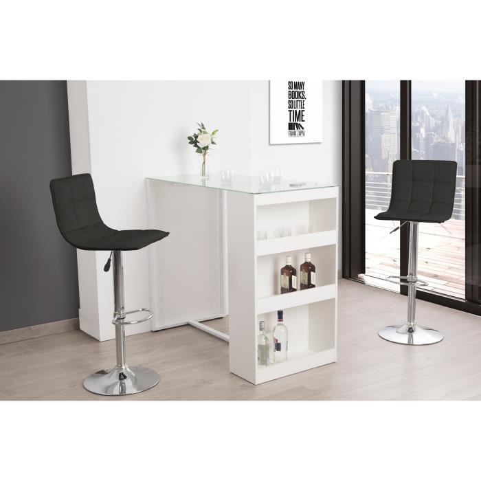 Table bar 2 personnes contemporain blanc - L 120 cm - Cdiscount Maison