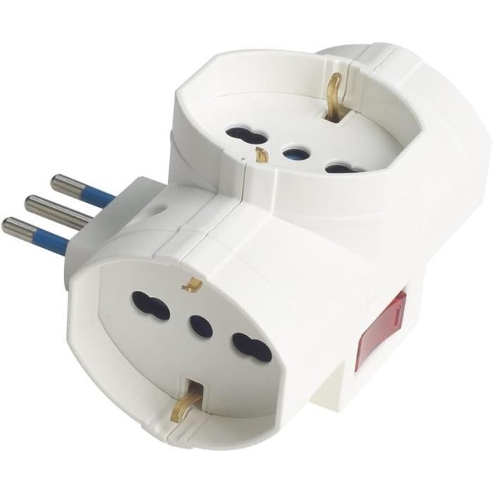 Adaptateur multiprise triple avec petit interrupteur 10 A, avec 3 ...