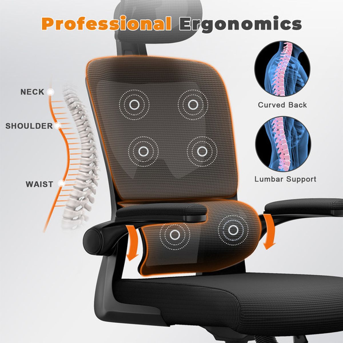 Fauteuil de bureau Bigzzia Fauteuil de bureau avec accoudoirs, chaise ...