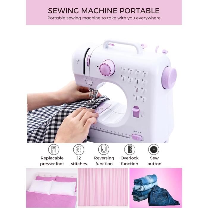 Machine À Coudre Portable Avec 2 Vitesses Et 12 Points. Mini Machine À ...