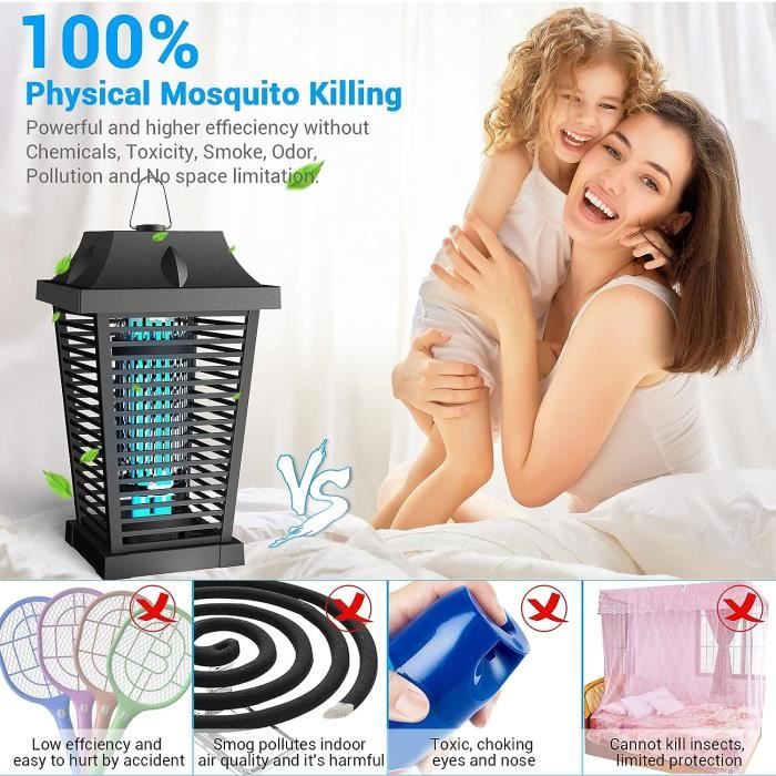 Lampe Anti Moustique 4500V 20W Extérieur, UV Tue Mouche Electrique ...