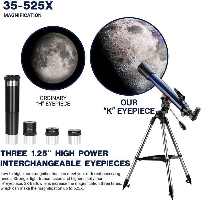 Telescope Astronomique 70-700 Avec Ajustable Trépied Adaptateur ...