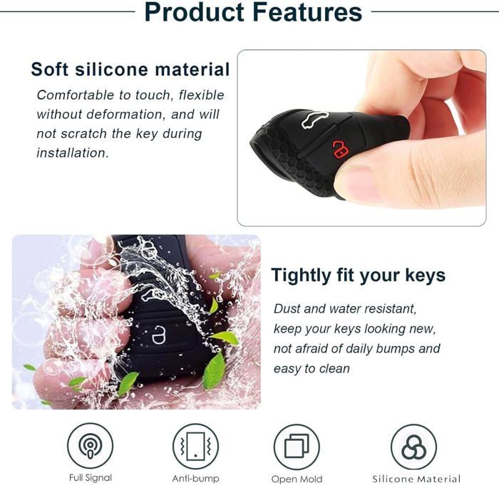 Coque De Clé De Voiture En Silicone Compatible Avec Vw Polo Golf 4/5/6 ...